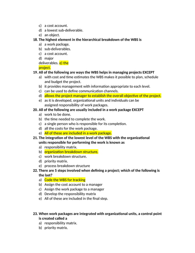 Project Management-Quizzes -Chapter wise wise | DOCX
