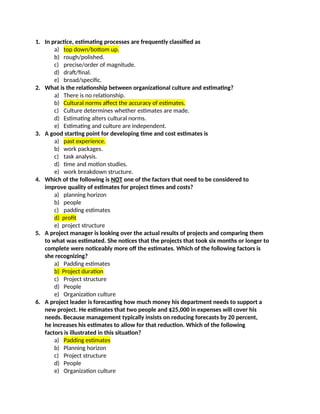 Project Management-Quizzes -Chapter wise wise | DOCX