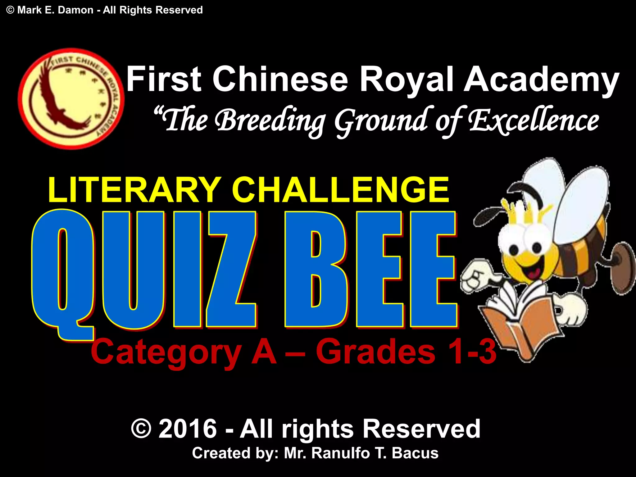 QUIZ BEE FOR GRADE 1-3 | PPTX