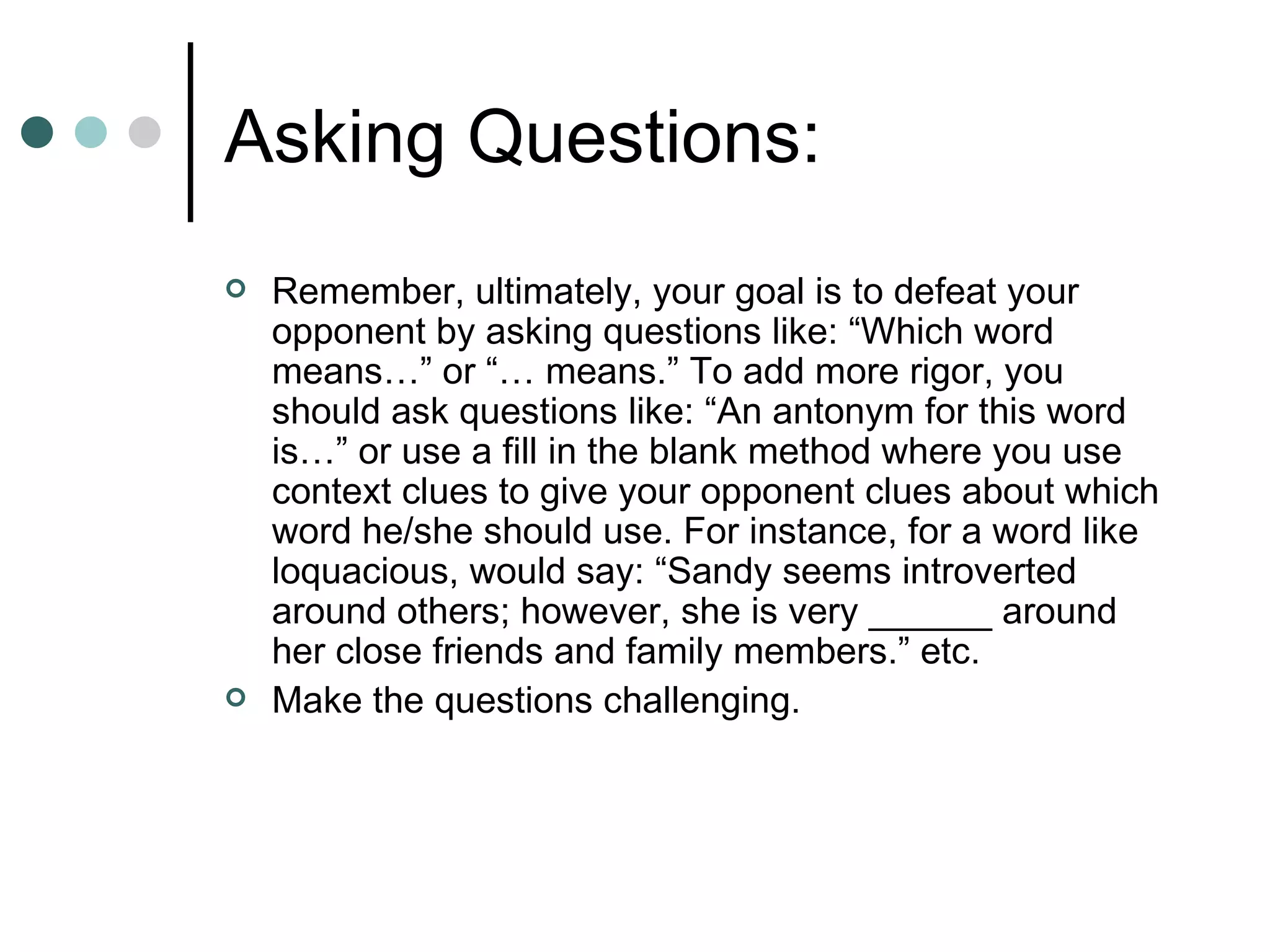 Vocabulary Quiz Bowl | PPT