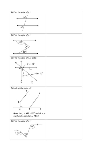 EXERCISE Chapter 9 parallel lines | DOCX