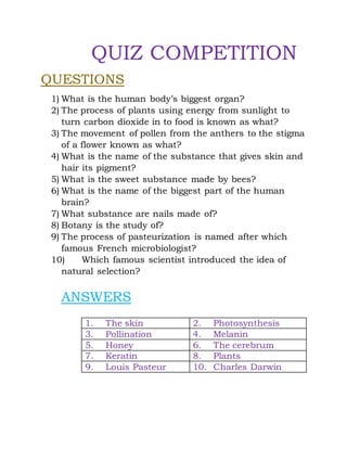 Quiz competition | DOCX