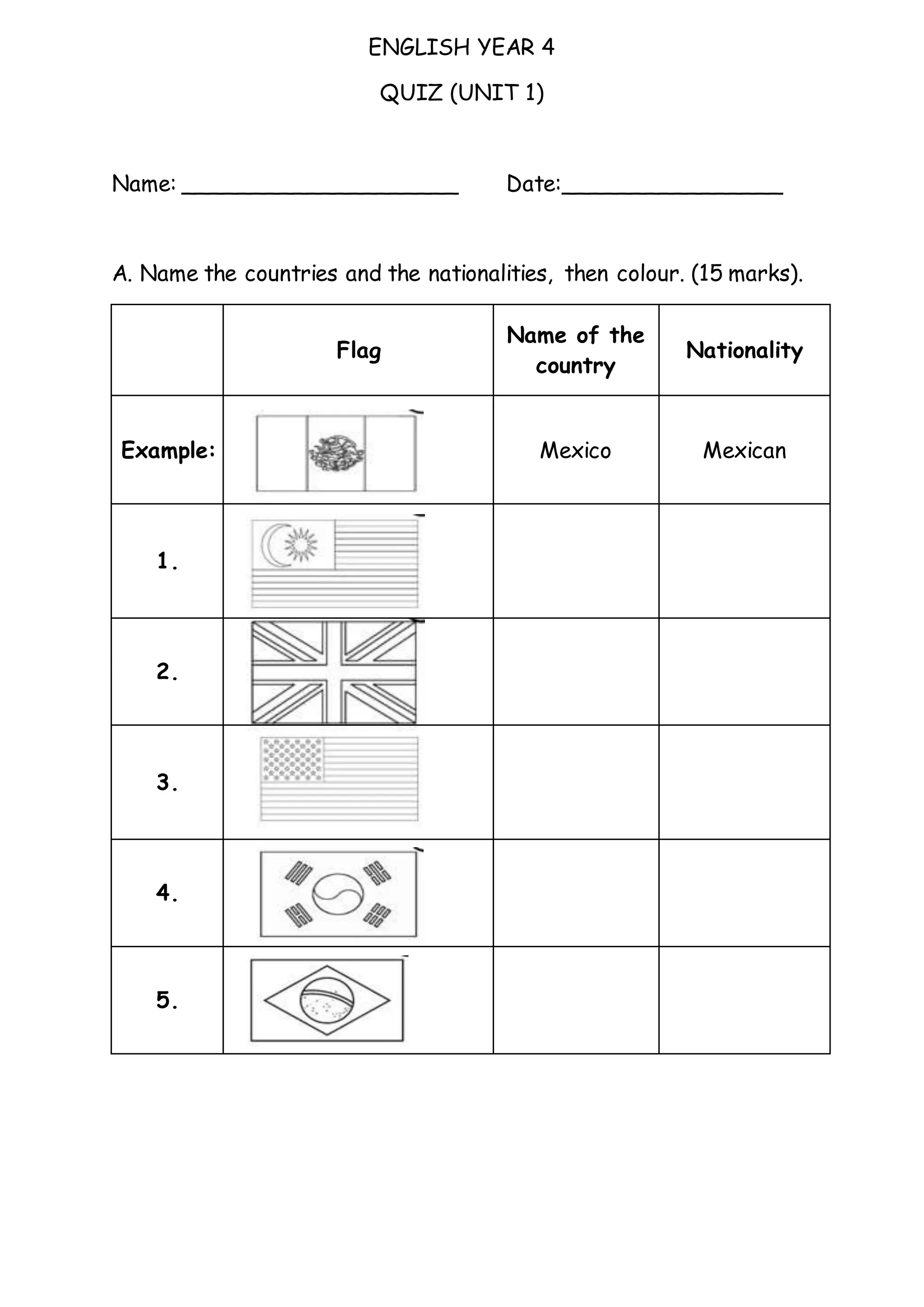 Quiz english year 4 | PDF