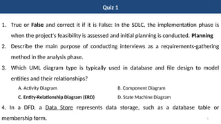 system analysis and desing quiz and test | PPTX