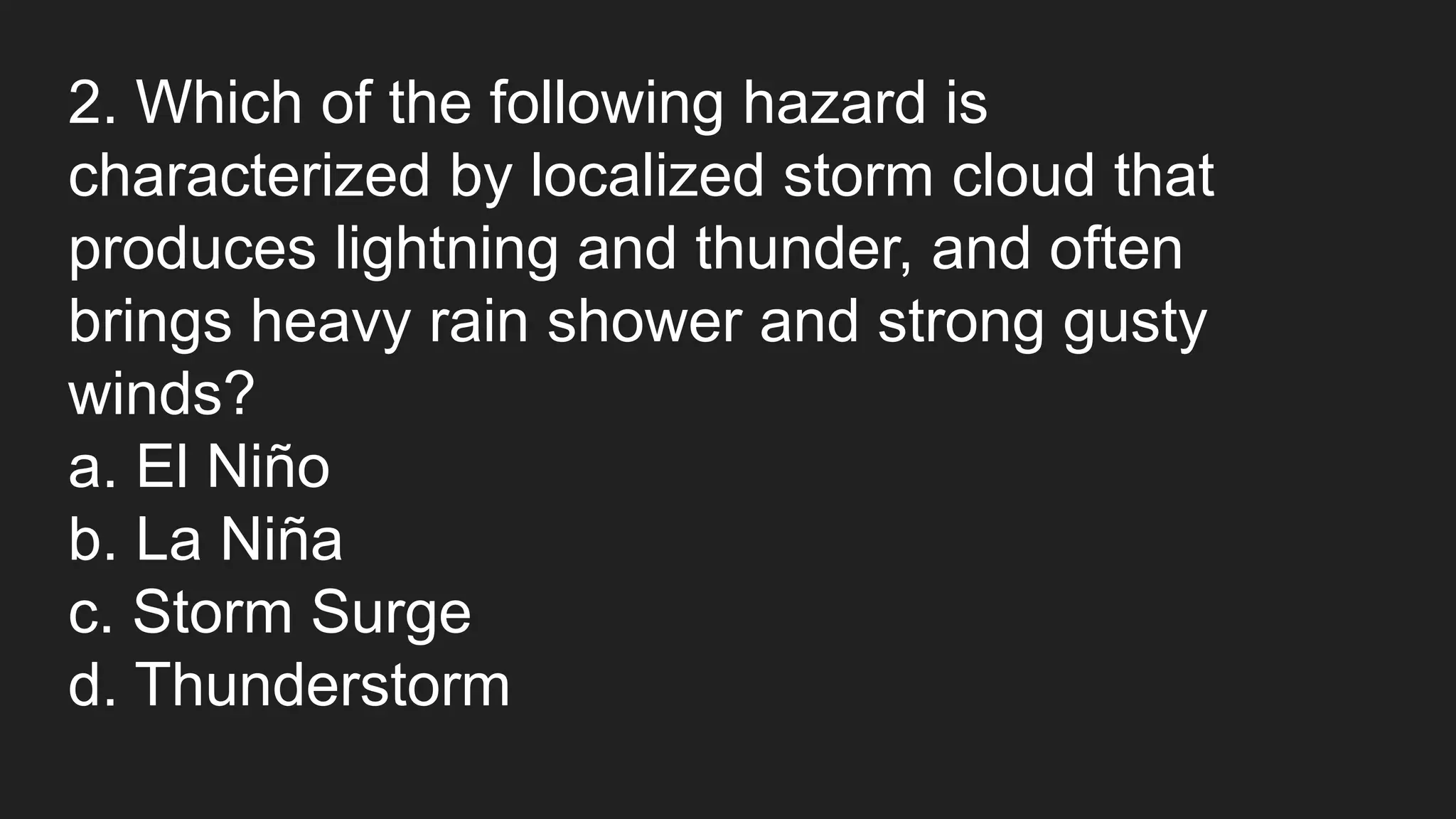 quiz hydrometeorological hazards (typhoon, floods, tornado, etc) | PPTX