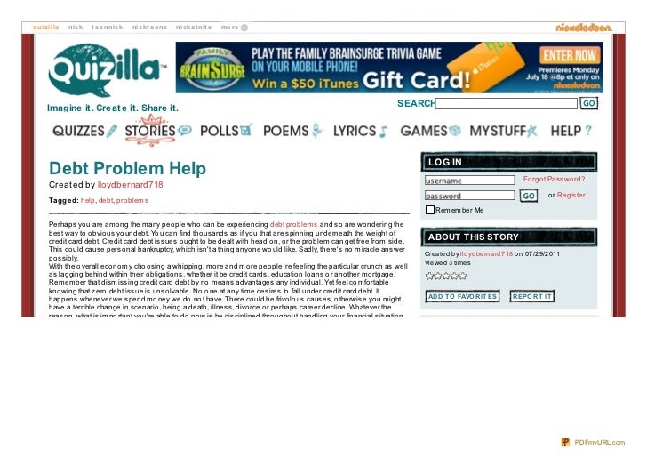 Quizilla.teennick.com stories-19910300-debt-problem-help