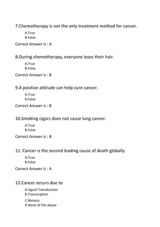 Quiz in cancer | DOC