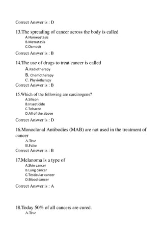 Quiz in cancer | DOC