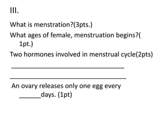 quiz in reproductive.pptx | Infertility | Reproductive Health