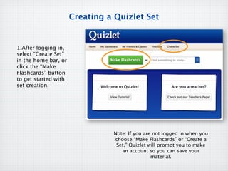 Quizlet.create set | PPT