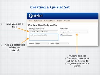 Quizlet.create set | PPT