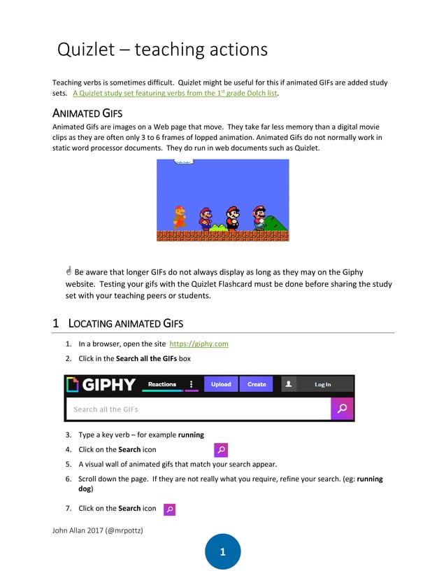 Quizlet - Using Gifs to Teach Verbs | PDF
