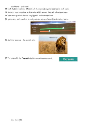 Quizlet Live Quickstart (updated) | PDF