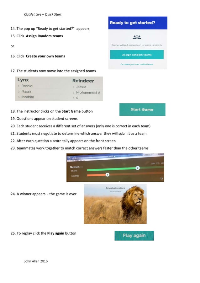 Quizlet Live Teacher Instructions | PDF