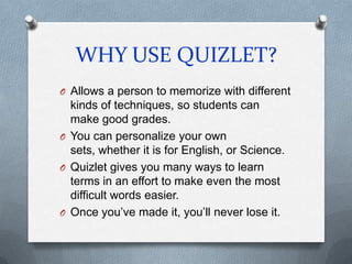Quizlet presentation | PPTX