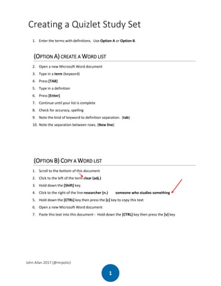 Quizlet workshop October 2017 | PDF