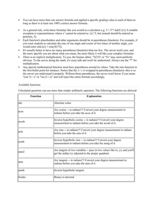 Quiz manual (simple calculated question) | PDF