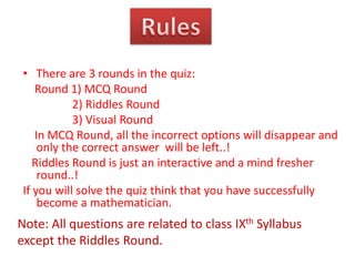 Mathematics Quiz Class 9 | PPTX