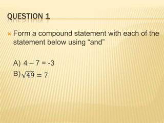 Quiz maths reasoning | PPTX | Chemistry | Science
