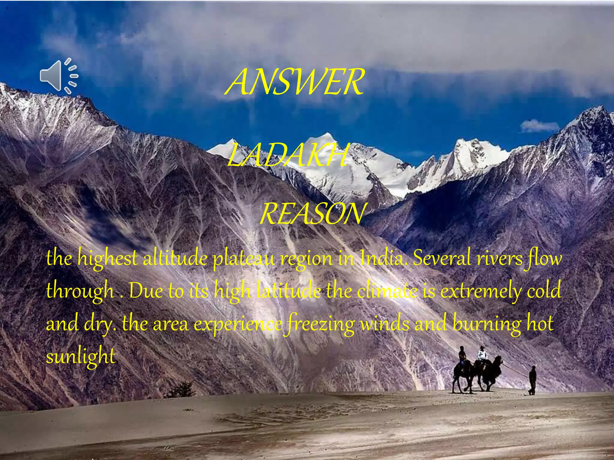 quiz on cold desert ladakh class 7 | PPTX