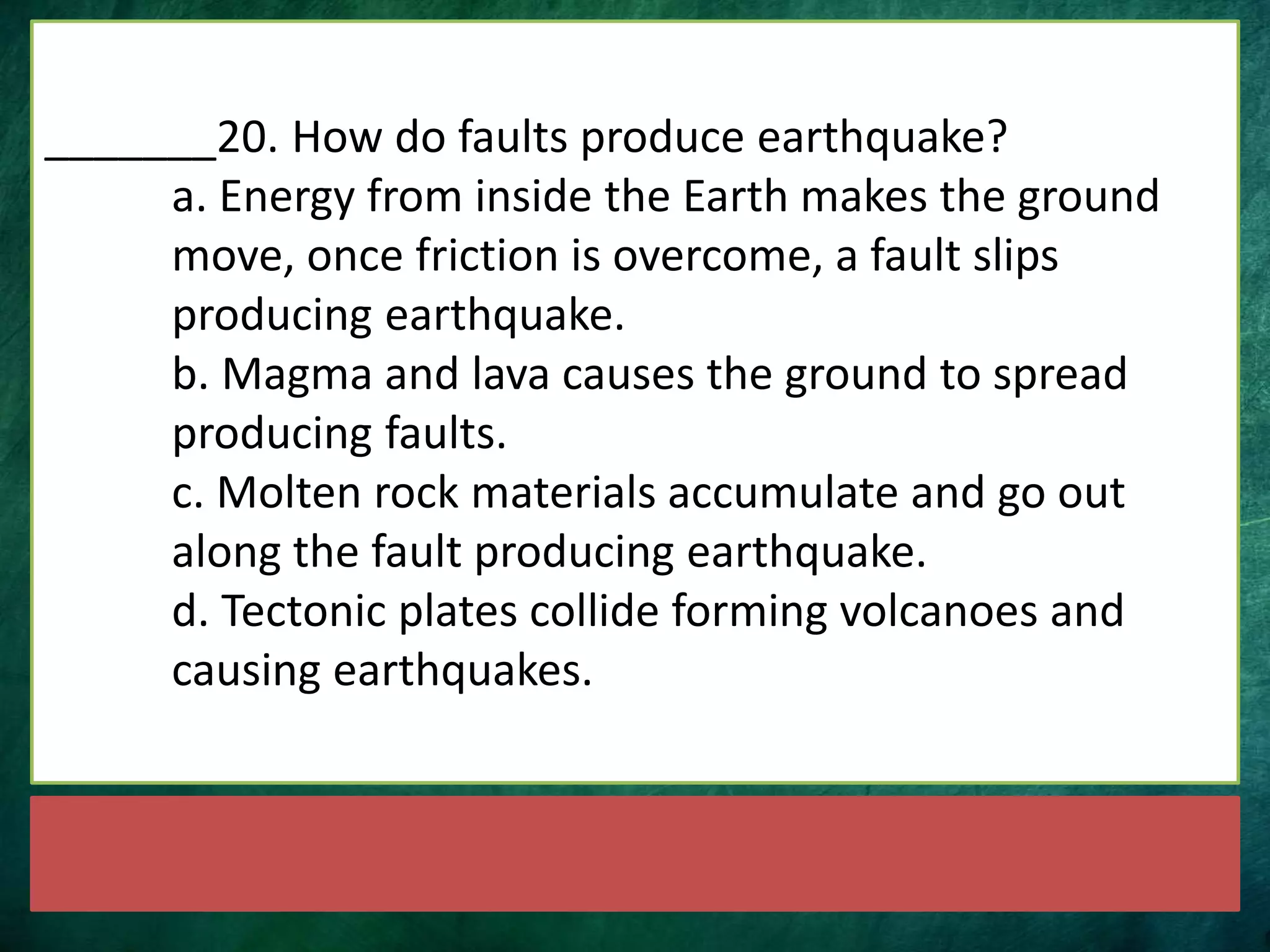 Earthquakes and Faults Quiz | PPTX