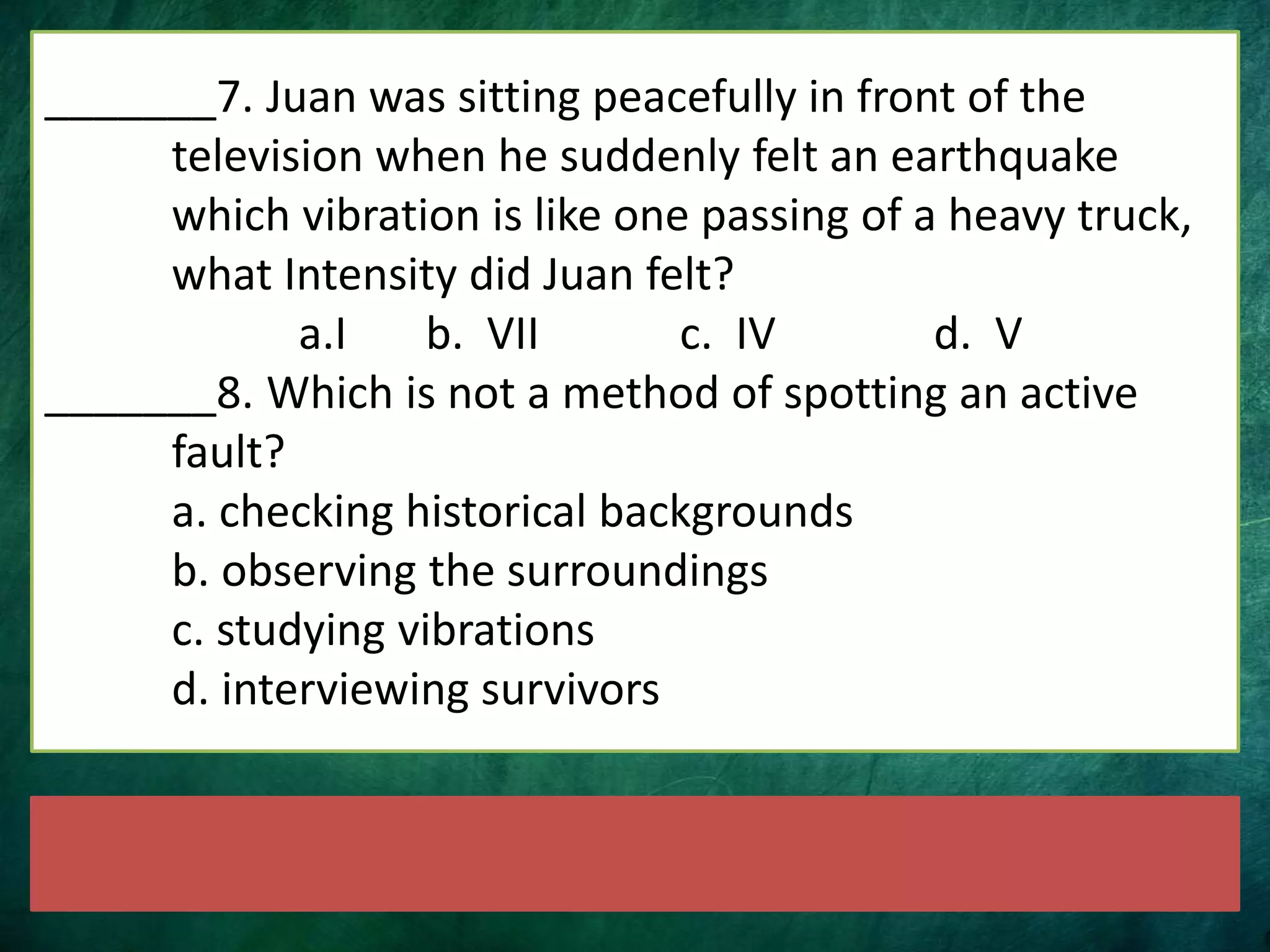 Earthquakes and Faults Quiz | PPTX