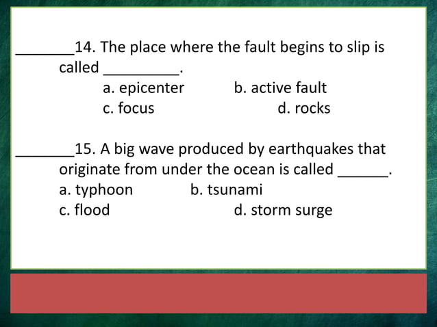 Earthquakes and Faults Quiz | PPTX | Geology | Science