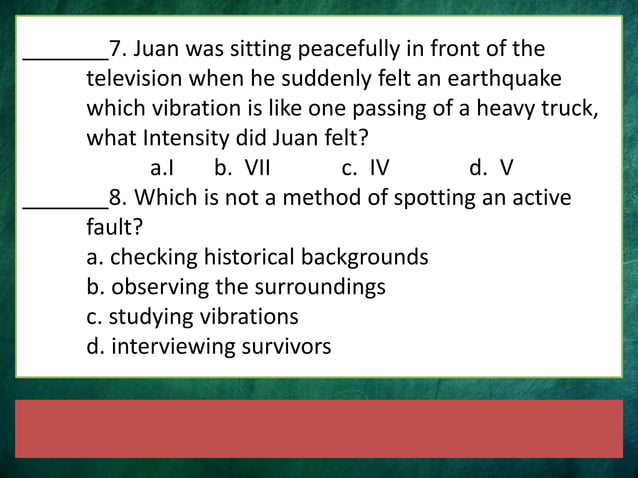 Earthquakes and Faults Quiz | PPTX | Geology | Science