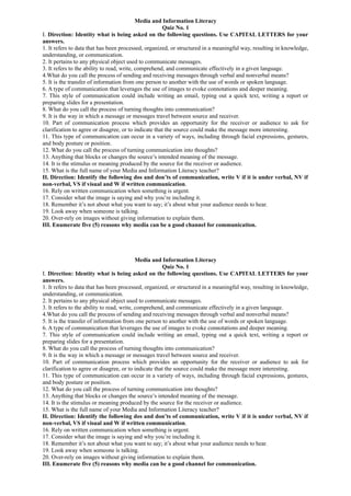 Quizs for media and information literacy | PDF