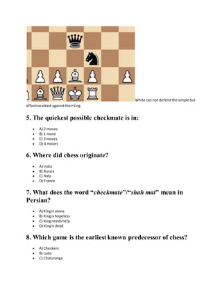 Quiz of begginers 120 questions Chess | DOCX