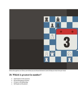 Quiz of begginers 120 questions Chess | DOCX