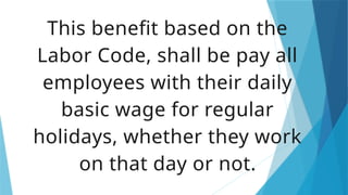 Benefits of a Wage Earner in the Philippines | PPTX