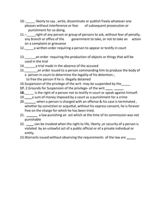 Quiz on bill of rights | DOCX
