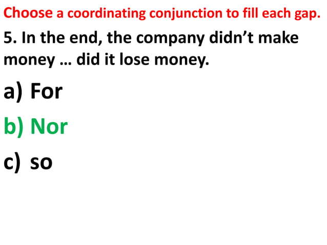 Quiz on conjunction wither answer English grammar | PPTX | Food & Drink