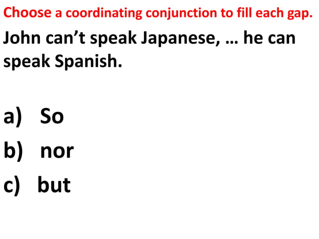 Quiz on conjunction wither answer English grammar | PPTX | Food & Drink