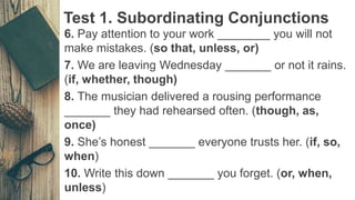 Quiz on conjunctions | PPTX