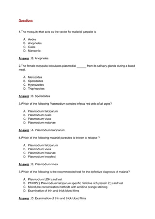 Malaria - Questions & Answers ( HARRISON BASED ) .pdf