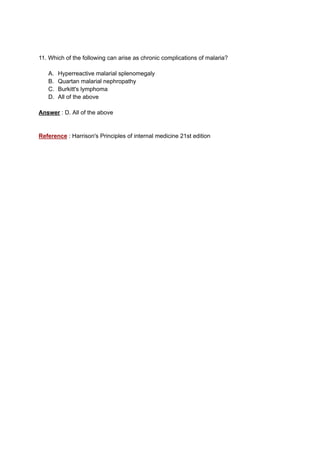 Malaria - Questions & Answers ( HARRISON BASED ) .pdf
