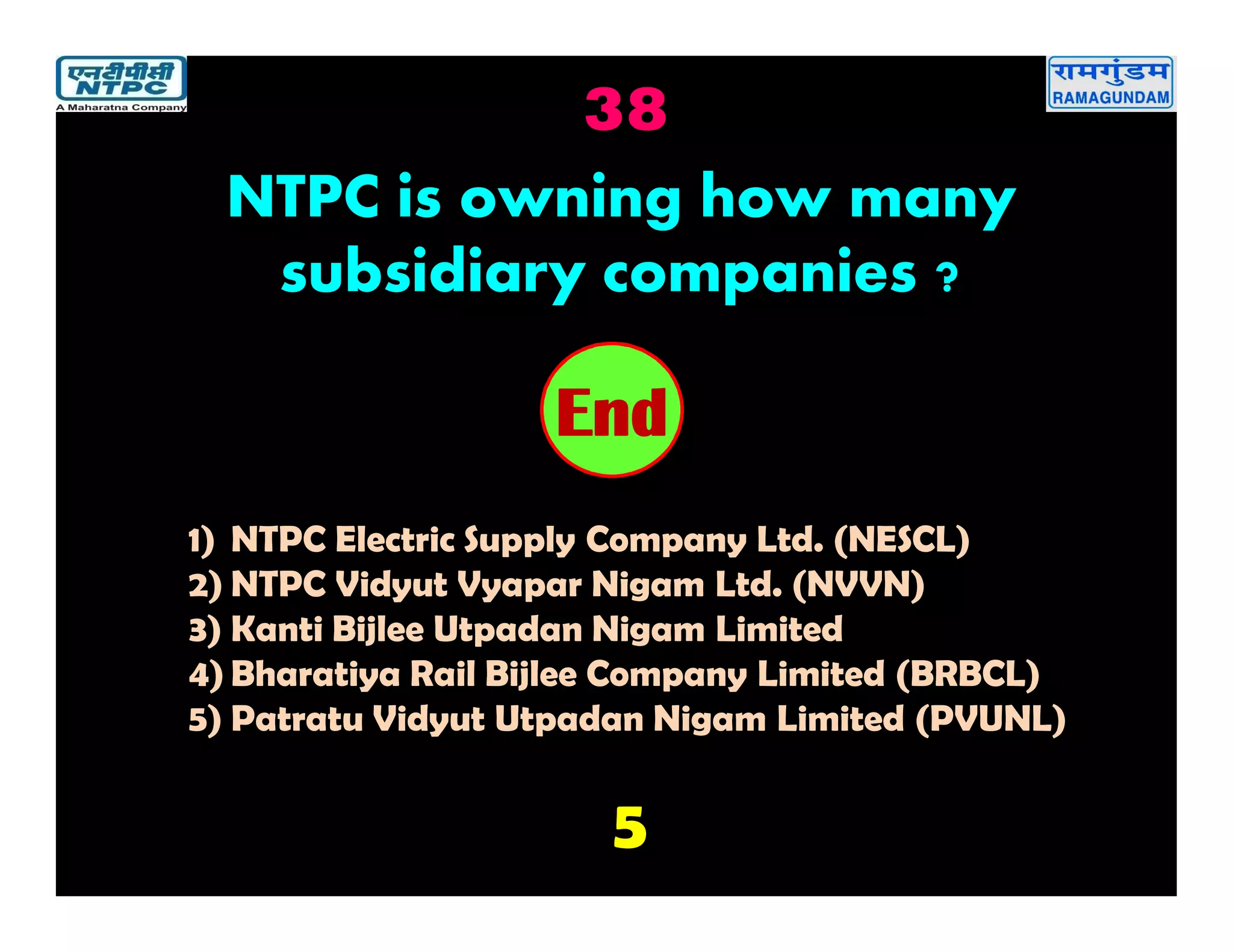Quiz on NTPC limited | PDF