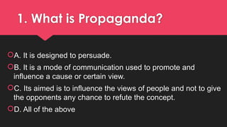 10-item Exercise/Quiz on Propaganda Techniques | PPT