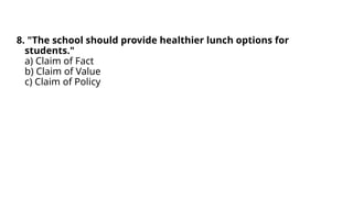 Quiz on Types of Claims.pptxJHDFDHFGQUGDFUQGFDUQQEERFQE | PPTX