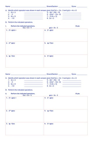 Quiz operations with functions | PDF