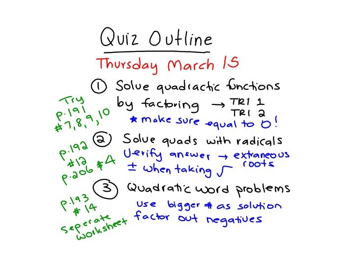 Quiz outline