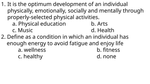 READY MADE QUIZ IN PE AND HEALTH FOR EDUCATORS IN MAPEH SUBJECT GRADE 8 ...