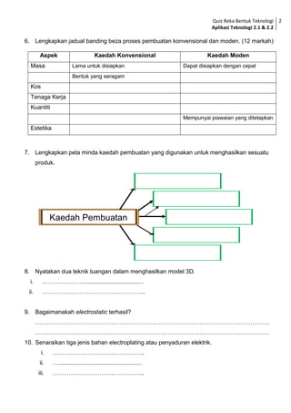 Quiz rbt tingktan 2 | PDF