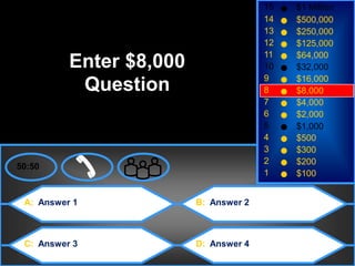 "Who Wants to Be a Millionaire"-style quiz | PPTX