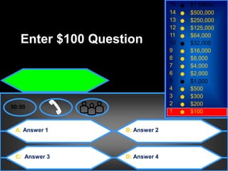"Who Wants to Be a Millionaire"-style quiz | PPTX