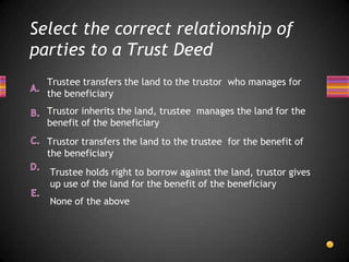 Quiz show -property law | PPT