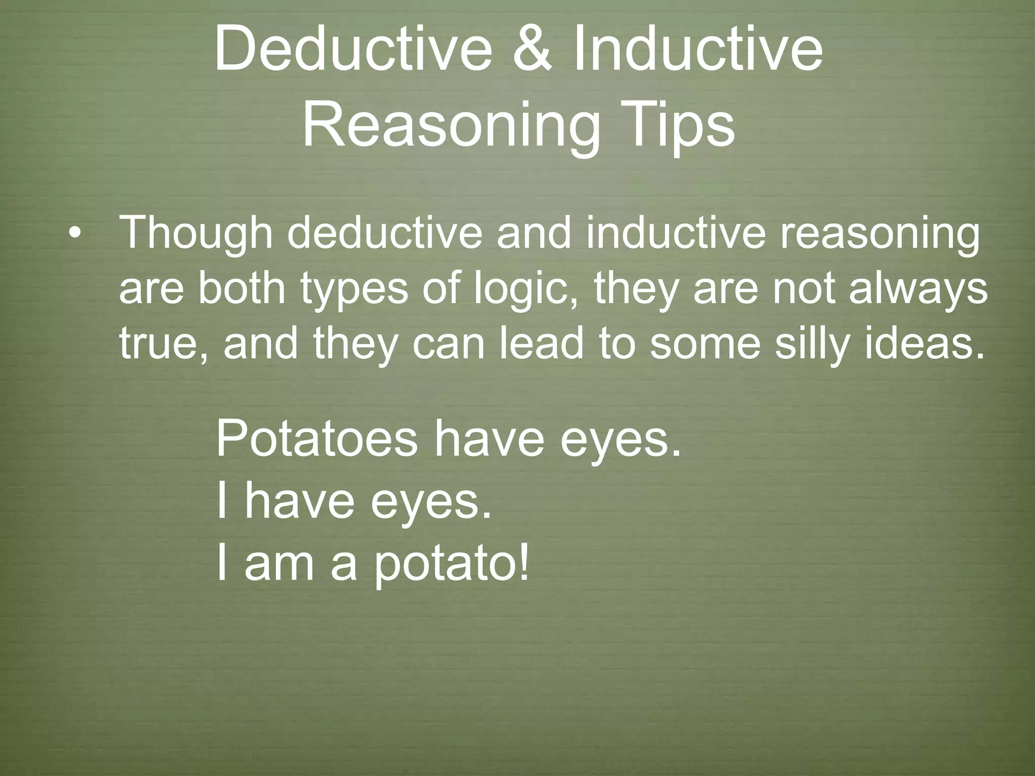 Quiz show inductive & deductive reasoning | PPTX
