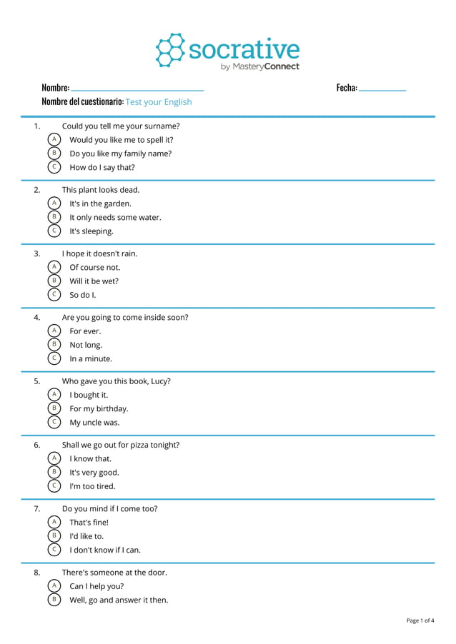 English Level Test Pdf